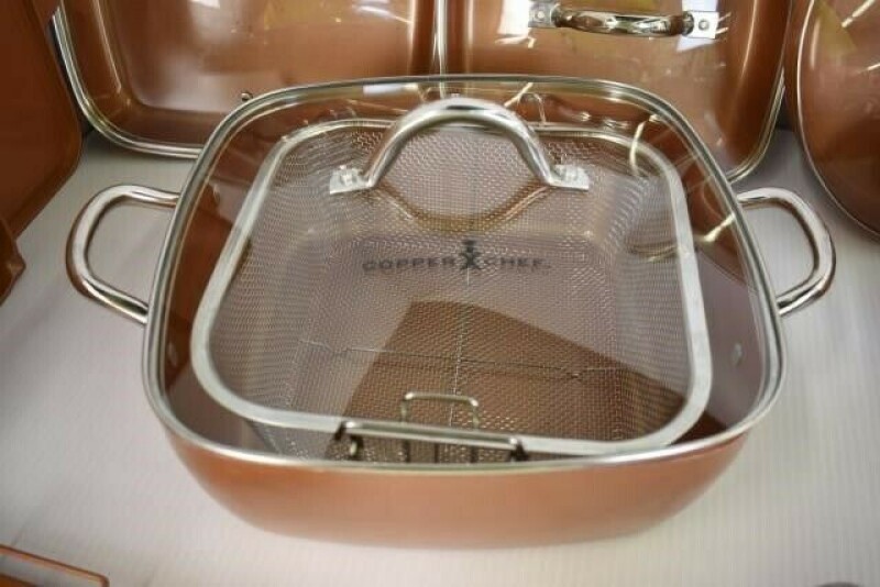 34 PC Copper Chef Cookware Set Pans Pots Deep Fry Baking Grill Egg ...
