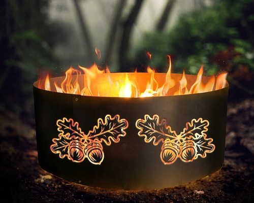 Metal fire pit ring with personalized engraving for bushcraft camping ...
