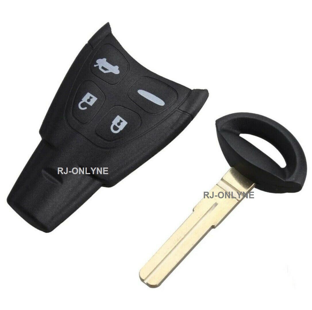 4 Button Key Fob Case For SAAB 93 95 9-3 9-5 "WITH BLADE + LOGO" **A79 ...