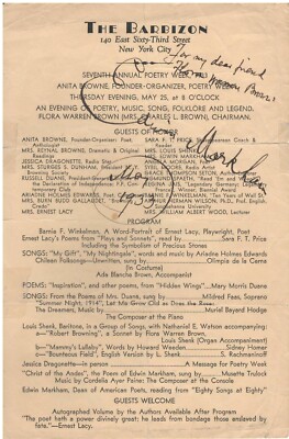 Poetry Week Program Page Signed by Edwin Markham in 1933 w/ COA | eBay