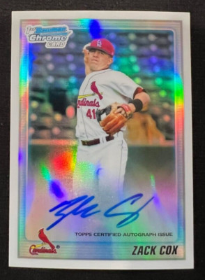 ZACK COX 2010 Bowman Chrome Draft Prospects Refractor MLB RC AUTO #476/500 | eBay