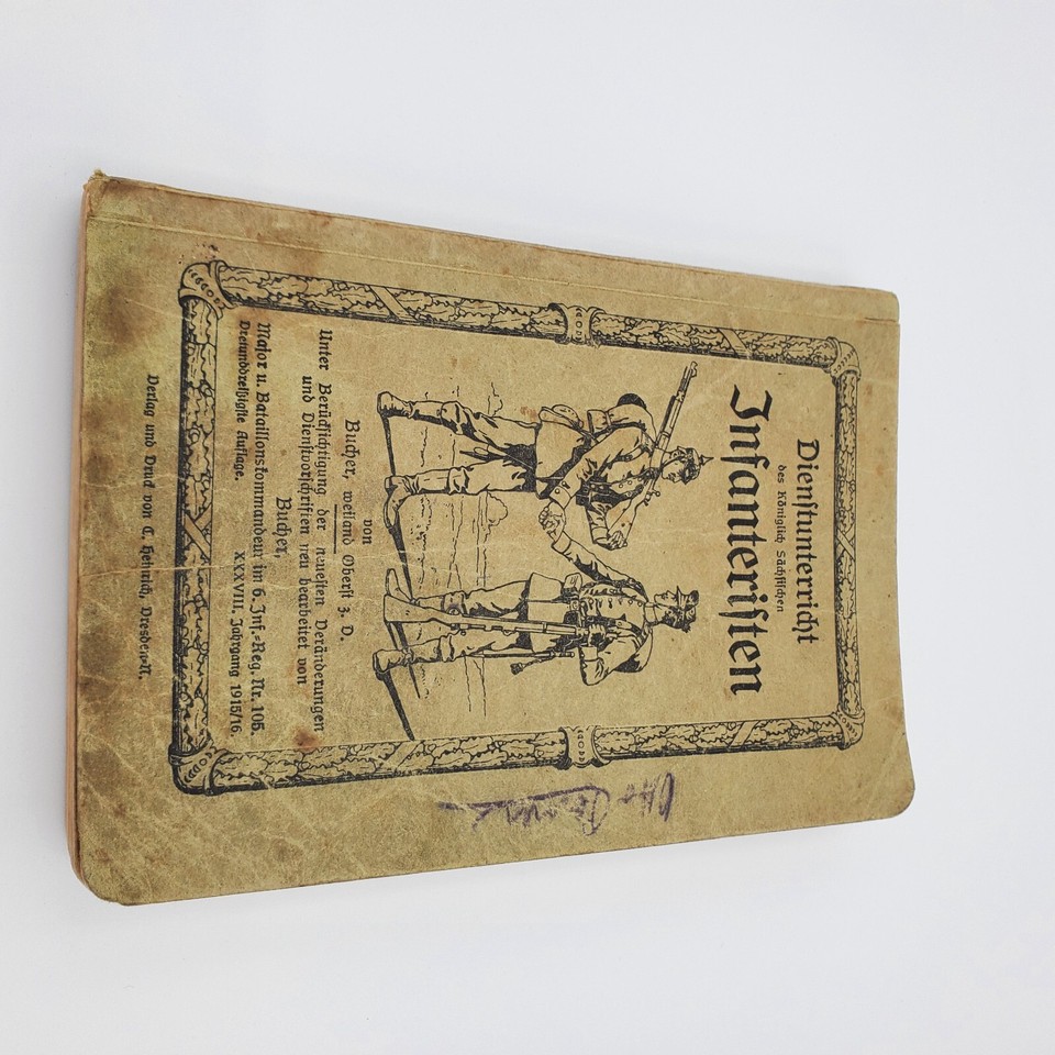 Original WWI WW1 German Saxon Royal Infantry training manual book color ...