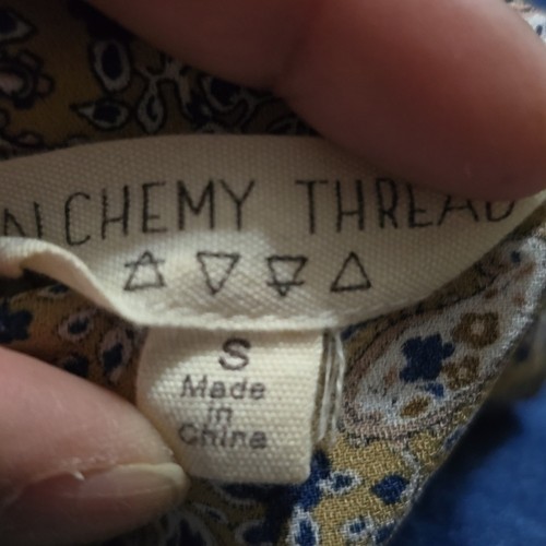 Alchemy Thread Tan And Navy Blue Paisley Boho Peasant Top Women's Size ...