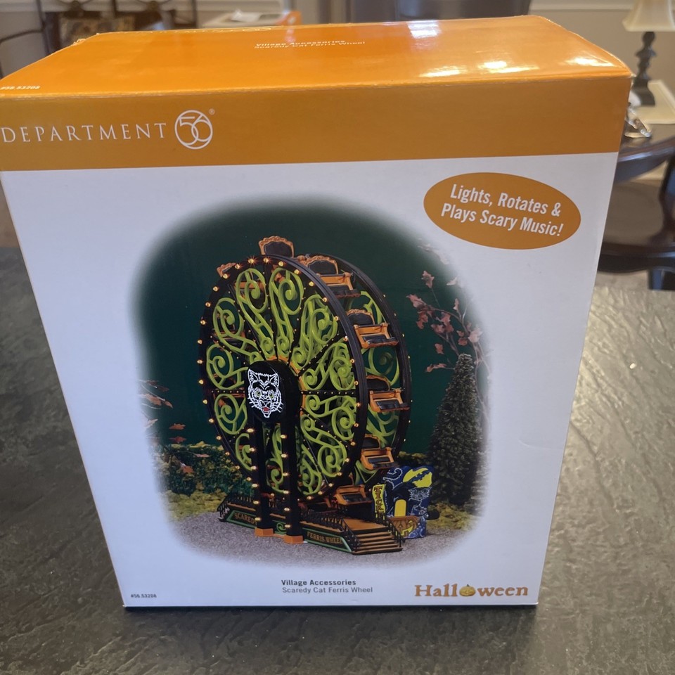 Department 56 Halloween Village Carnival Scaredy Cat Ferris Wheel.Works ...