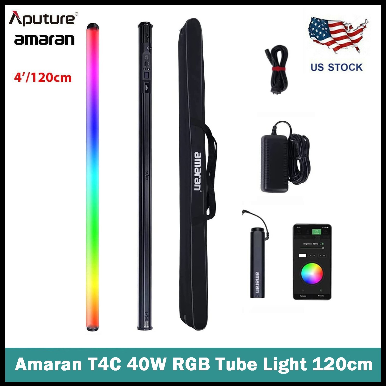 Aputure Amaran T4C RGB Tube Light Stick Handled led full Color 2500K ...