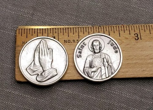 Lot Of 2 Pocket Shrine Challenge Coin Praying Hands & St Jude Christian ...