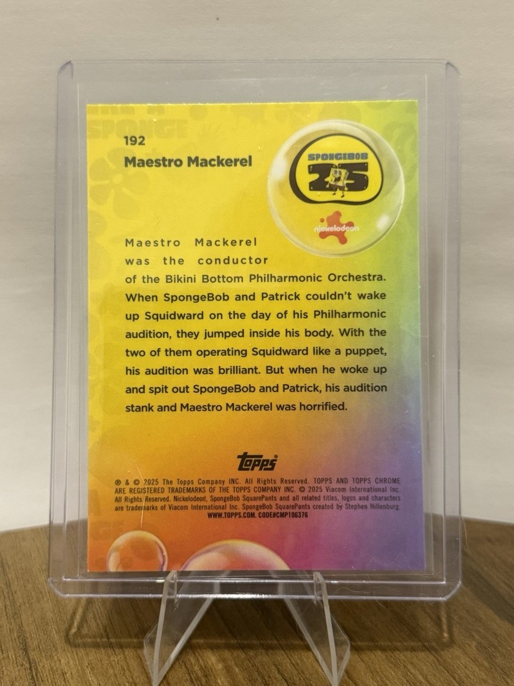 2025 Topps Chrome Sapphire SpongeBob Square Pants Maestro Mackerel ...