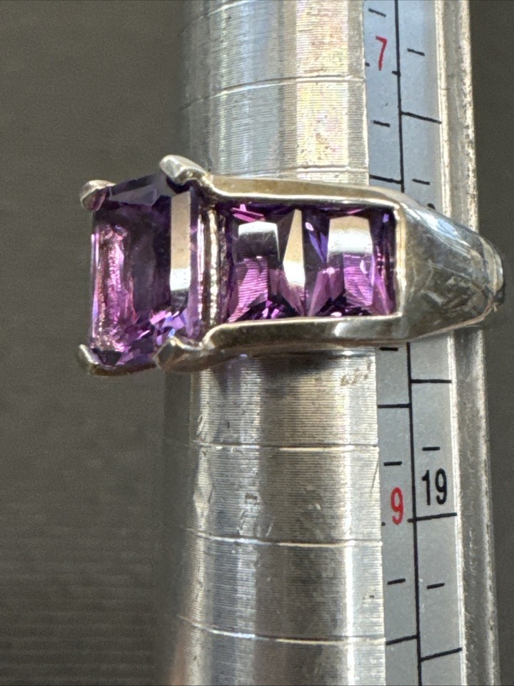 925 Sterling Silver Vintage Ring Amethyst Sz 8 A199 | eBay