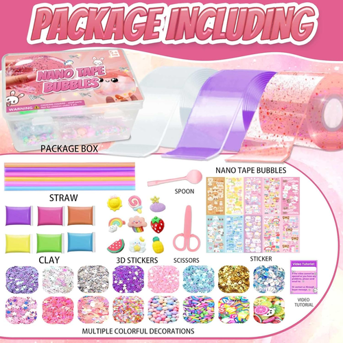 Pink Nano Tape Bubble Kit with Box, Squishy Maker Making Kit, Nano Tape ...