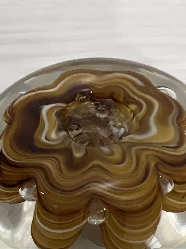 Joe Rice 1996 Signed Caramel Swirl Art Glass Paperweight | eBay