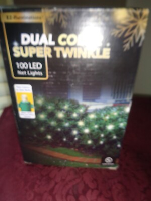 Dual Color Super Twinkle 100 LED Net Lights Warm White and Cool White ...