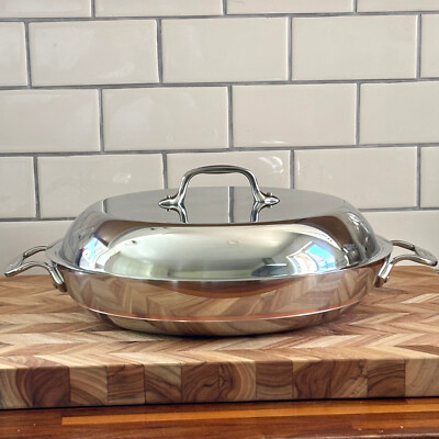 All Clad Copper Core Williams Sonoma Paella Braiser Dual Handle 13" w ...