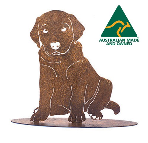 Labrador Puppy Two Australian Made Rusty Garden Art sculpture Stand | eBay