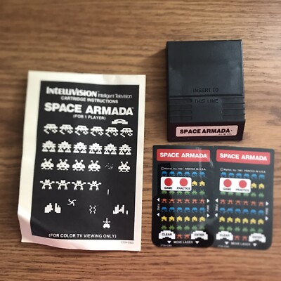 Intellivision Space Armada White Label Cartridge Game Manual Overlay ...