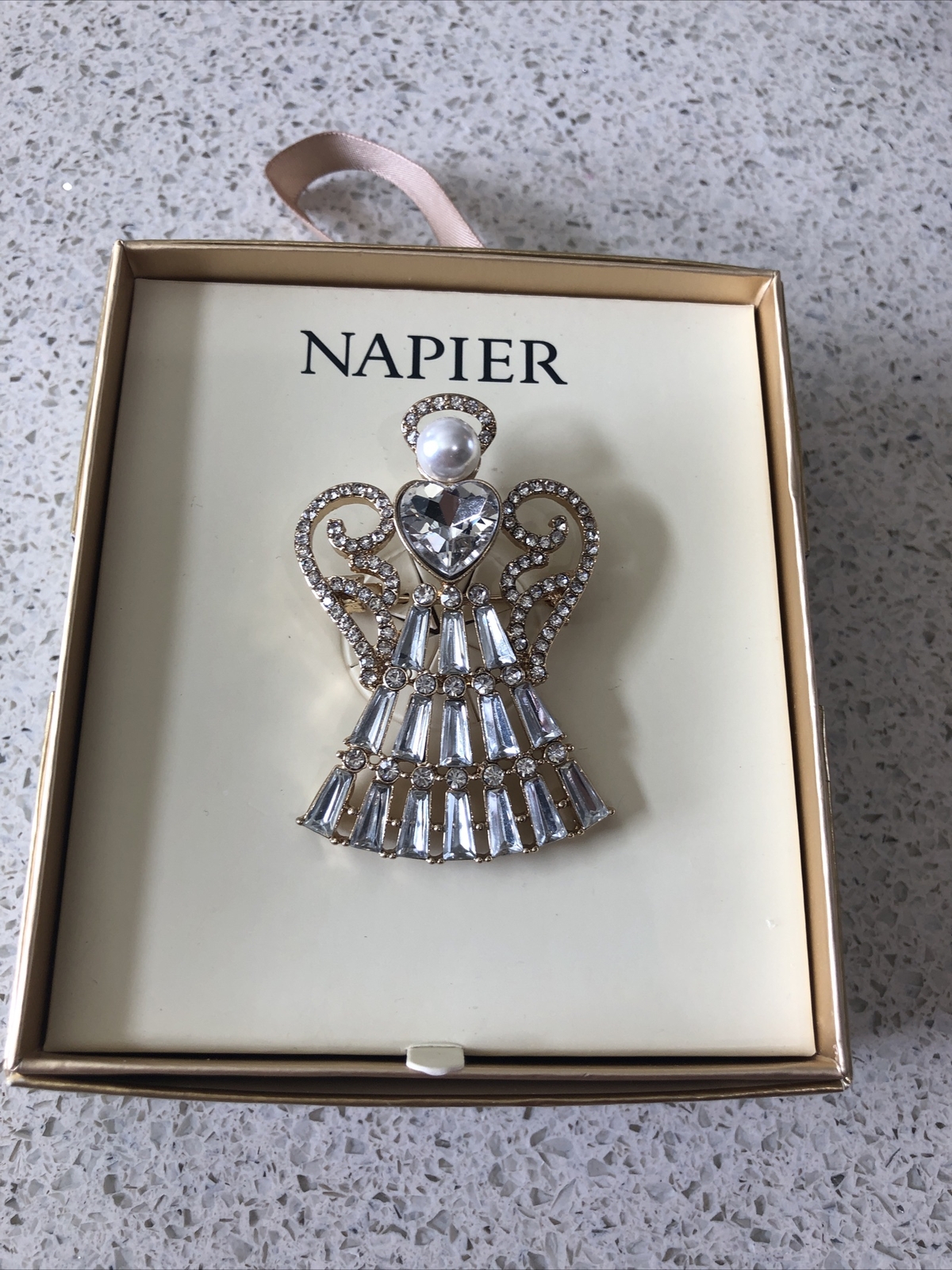 Napier Gold Tone Christmas Stocking Pin Brooch In Gift Box for sale ...