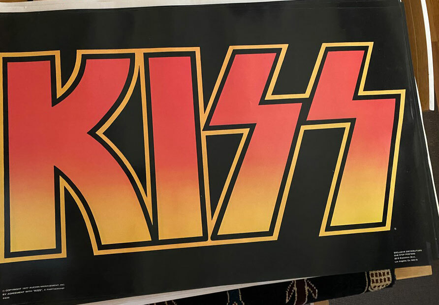 Kiss Original Logo Kiss Band Logo Silver Design On A Remo 14" Black