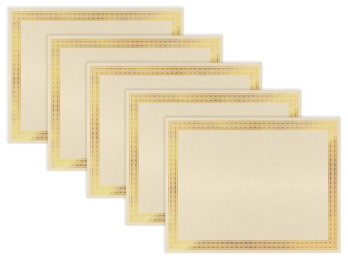 50 Sheet Award Certificate Paper, Gold Foil Metallic Border, Ivory ...