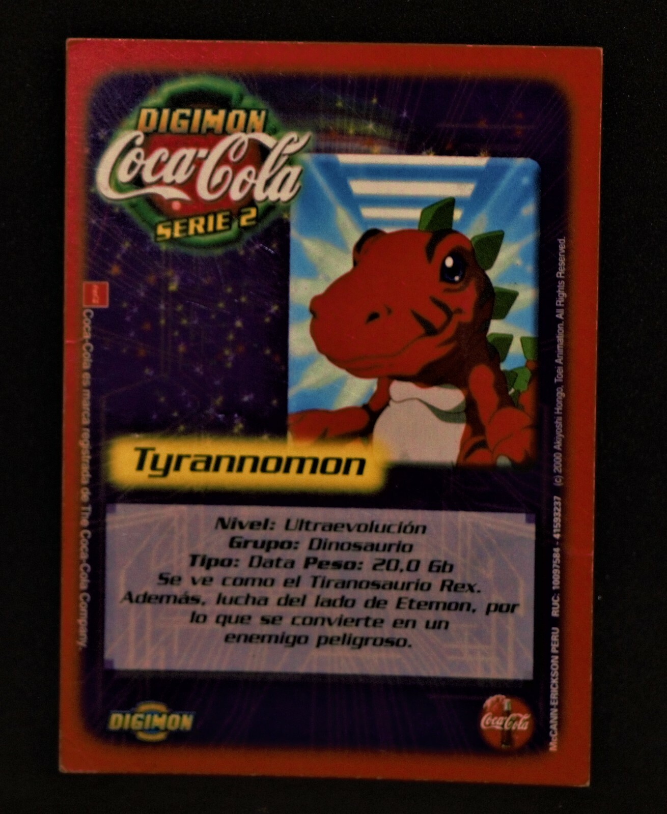 DIGIMON TYRANNOMON Trading Card Game COCA COLA PERU 2001 SERIE 2 ...