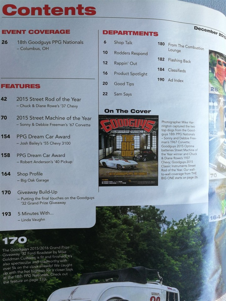 GoodGuys Magazine December 2015 - 1937 Chevy - 1967 Corvette - 1955 ...
