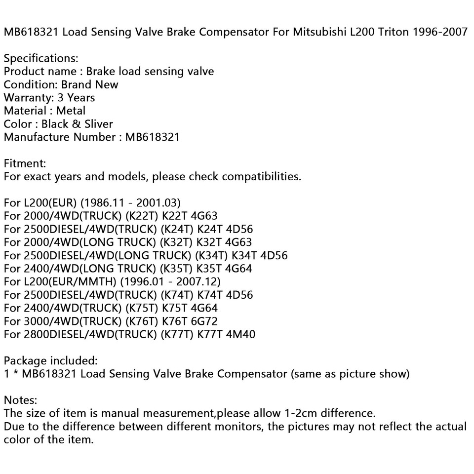 Brake Load Sensing Proportioning Valve MB618321 For Mitsubishi L200 ...