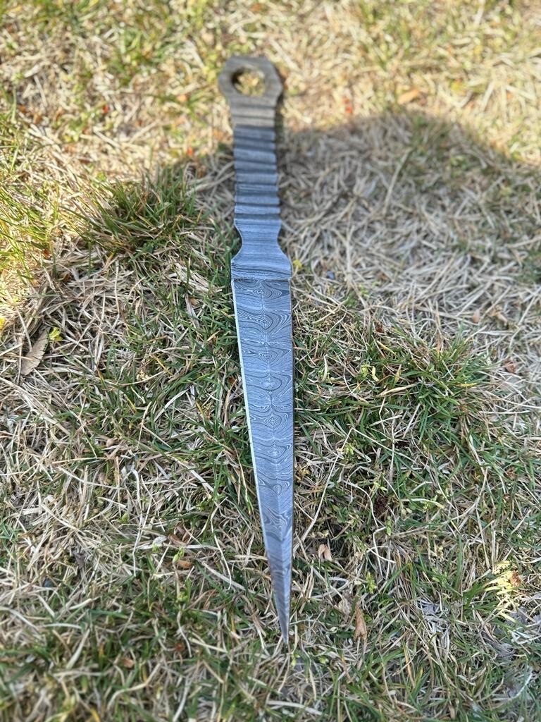 HANDMADE FORGED DAMASCUS STEEL BLANK BLADE SKINNING HUNTING pinch KNIFE ...