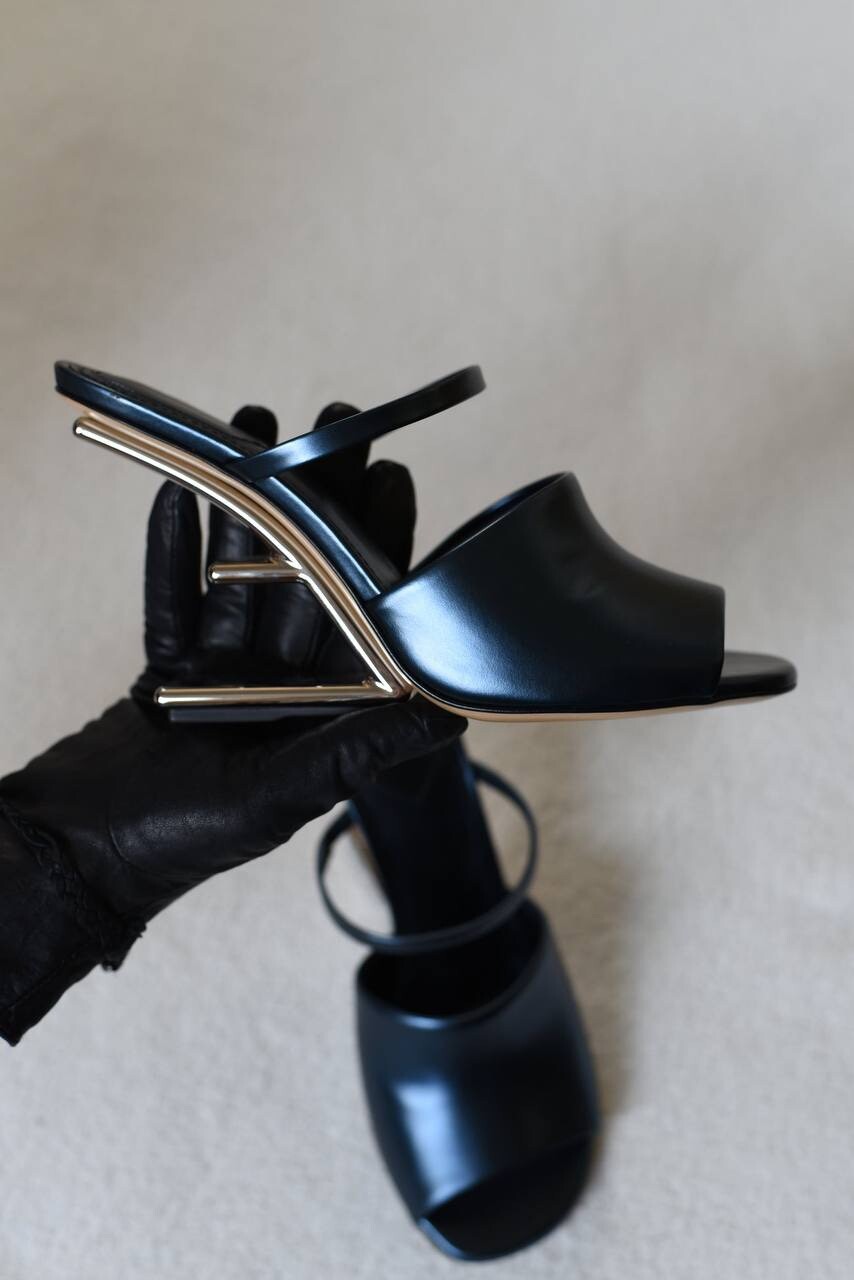 Fendi First Metallic Heel Slide Sandals . Size US 8,5… - Gem