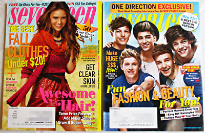SEVENTEEN 2012 2-issue lot One Direction Harry Styles Nina Dobrev Oct ...