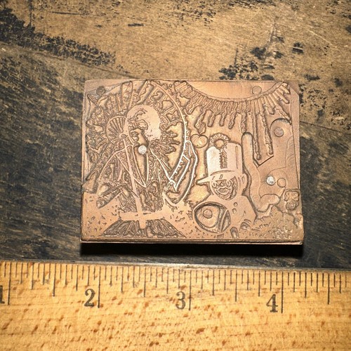 Print Block “ Woman With Umbrella “ Copper Face | eBay