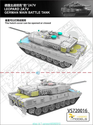 VESPID VS720016 1/72 Scale Leopard 2 A7V German Main Battle Tank Model ...