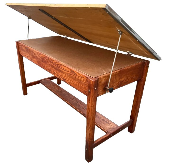 Vintage large Mayline drafting table/desk w/h adjustable top + drafting ...