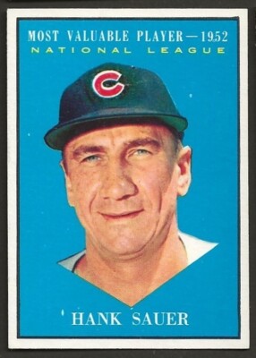 1961 TOPPS BASEBALL #48 HANK SAUER MVP NEAR MINT NM AND WELL-CENTERED ...