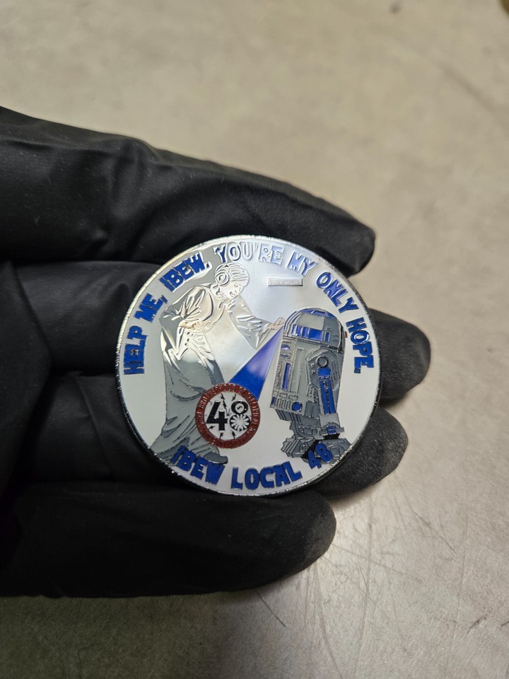 RARE Ibew Local 48 Challenge Coin /250 Help me Your my only Hope Leia ...