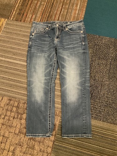 Womens Miss Me Size 28 Boyfriend Capri Dark Blue Jeans Rhinestone ...