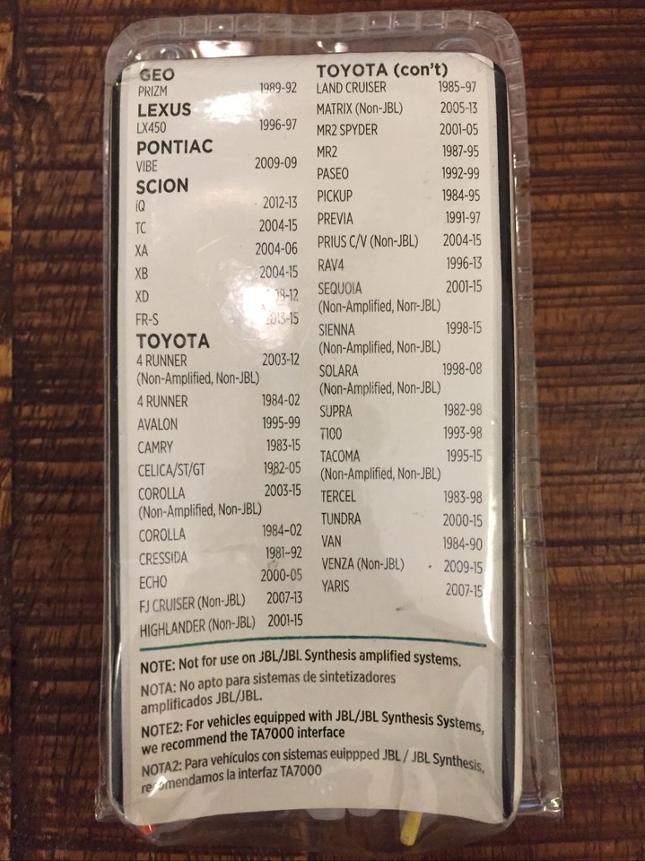 Scosche TA021 Car Stereo Wiring Connector TOYOTA LEXUS GEO 1981-UP -G ...