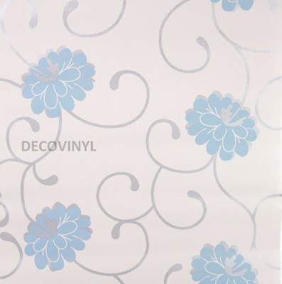 10M SKY BLUE FLORAL STICKY BACK VINYL FILM WALLPAPER PLASTIC FABLON ...