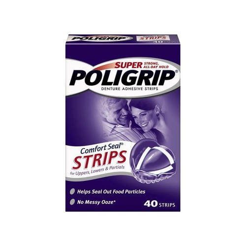 Super Poligrip Comfort Seal Denture and Partials Adhesive Strips 40 ...