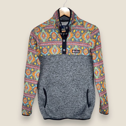 Simply Southern Fleece Pullover Women Small Gray Orange Pink Aztec ...