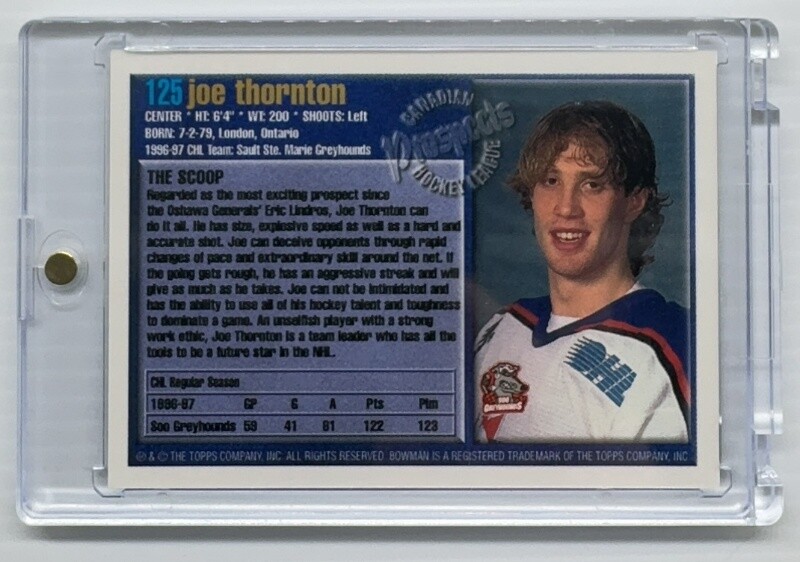 1997-98 Bowman CHL Joe Thornton Prospects Rookie Auto Autograph RC #125 ...