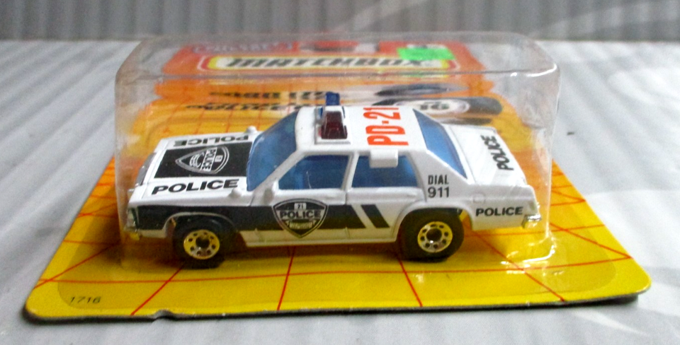 Matchbox Ford LTD Police Car “ Intercom City” Factory Error Packed Flat ...