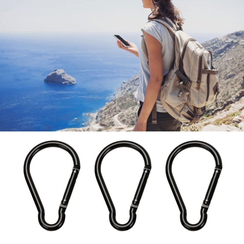 Spring Loaded Carabiner Hiking Clip Spring Snap Lock Aluminum Alloys ...