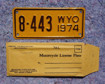 1974 Wyoming MOTORCYCLE License Plate | eBay