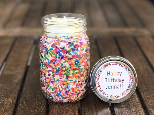 Rainbow Sprinkle Birthday Cake Scented Candle 16 oz Ball Jar FAST FREE ...