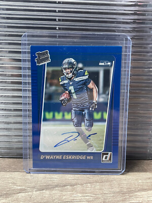 Dwayne Eskridge RC Auto 2021 Donruss Rated Rookie Blue #276 Seattle ...
