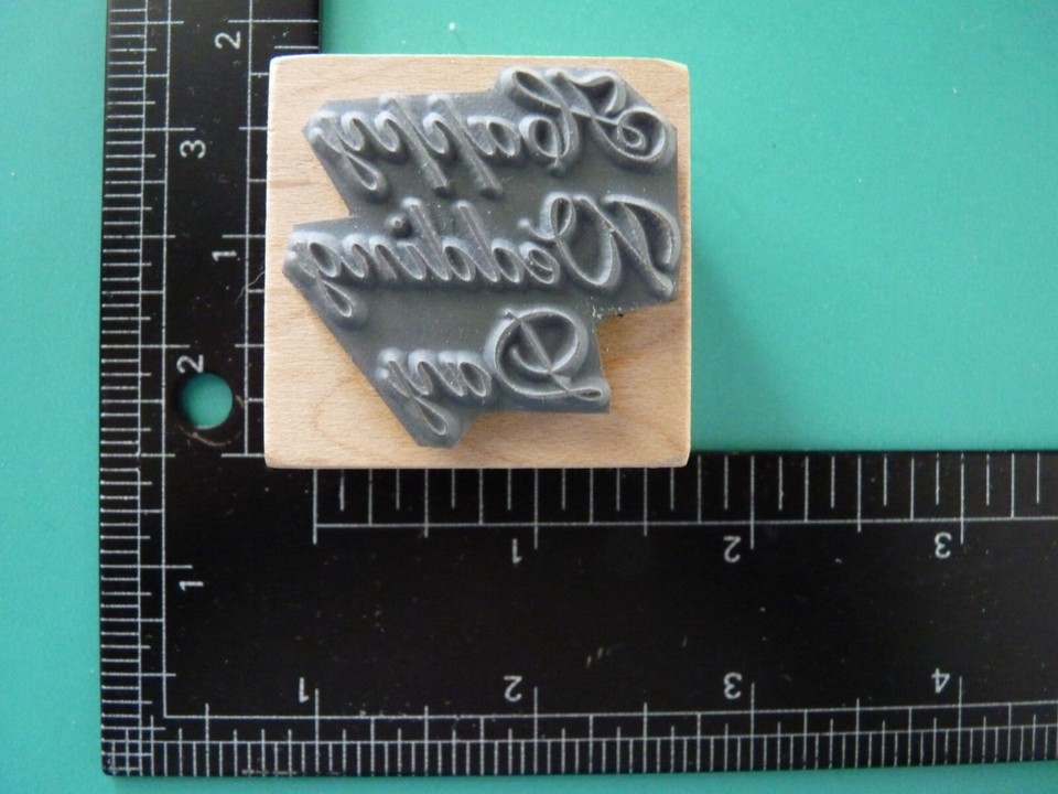 Happy Wedding Day - Greeting in Cursive Font MAGENTA Rubber Stamp | eBay