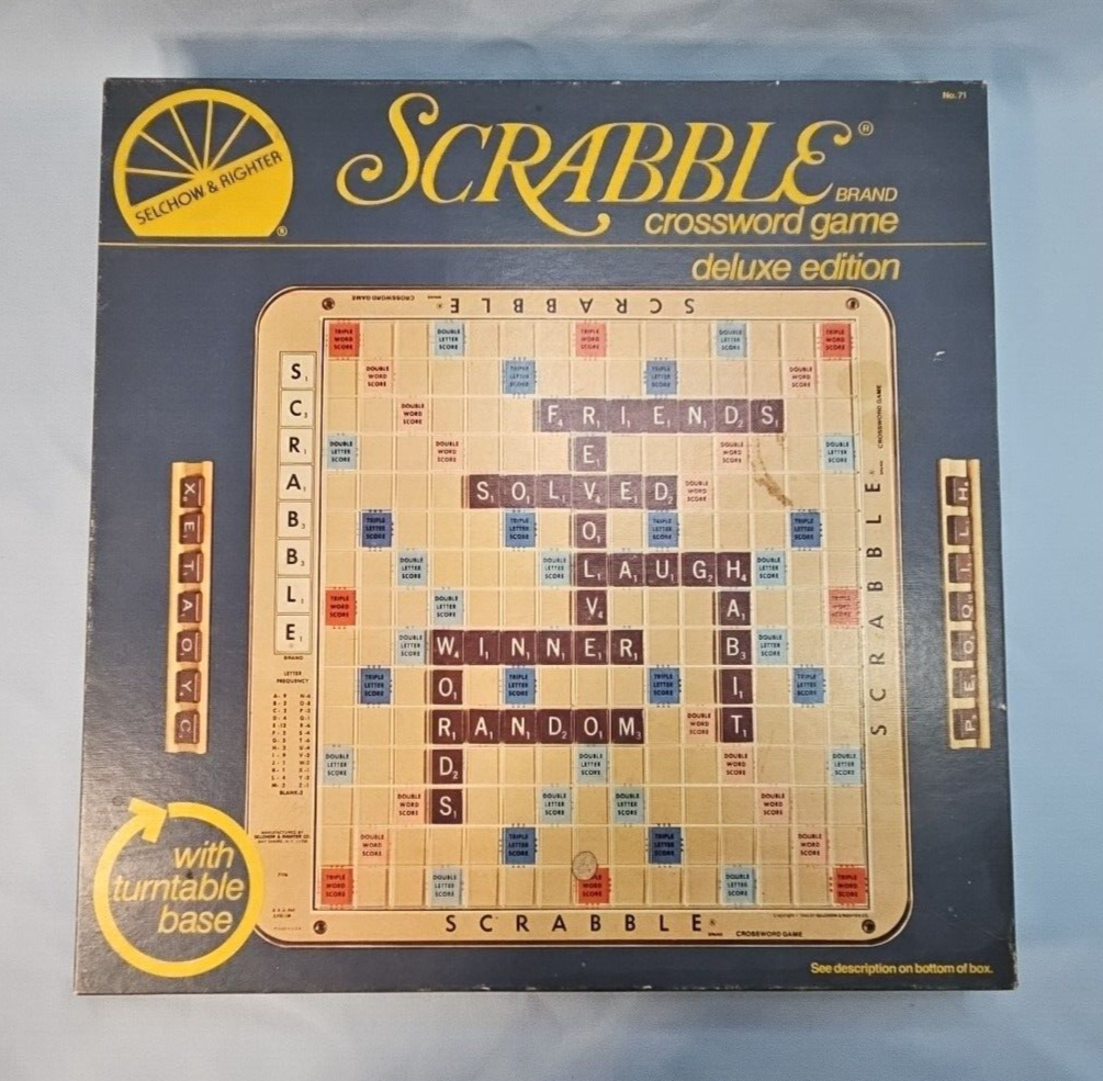 Scrabble Deluxe Edition Rotating Turntable Vintage 1982 Mahogany Tiles ...