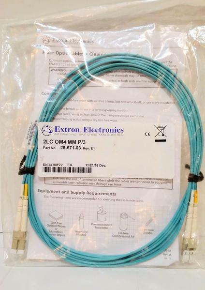 Extron 2LC OM4 MM P/3, LC to LC Multimode Fiber Optic Cable 26-671-03 ...