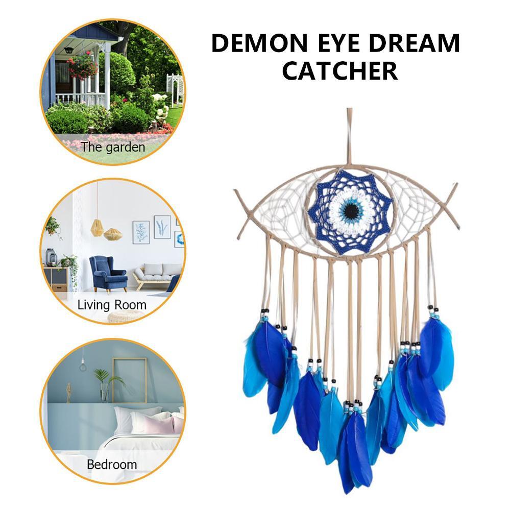 Dream Catchers - Handmade Evil Eye Dream Catcher with Feather (B ...