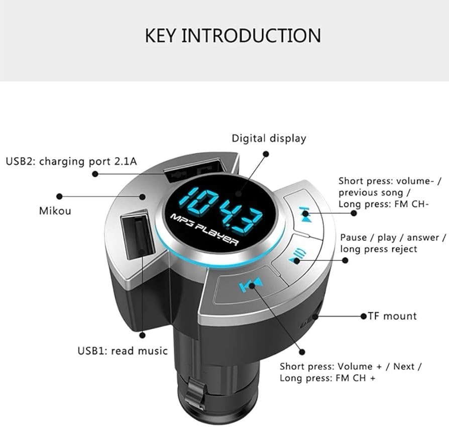 BT17 Bluetooth FM Transmitter for Car, Bluetooth 5.0 Wireless Radio ...