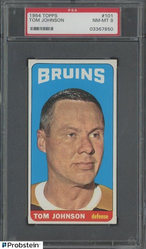 1964-65 Topps Hockey SETBREAK #101 Tom Johnson Boston Bruins PSA 8 NM ...