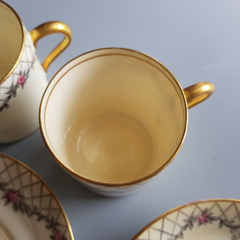 Antique Paragon Star coffee tea cups saucers Rose Garden demitasse ...